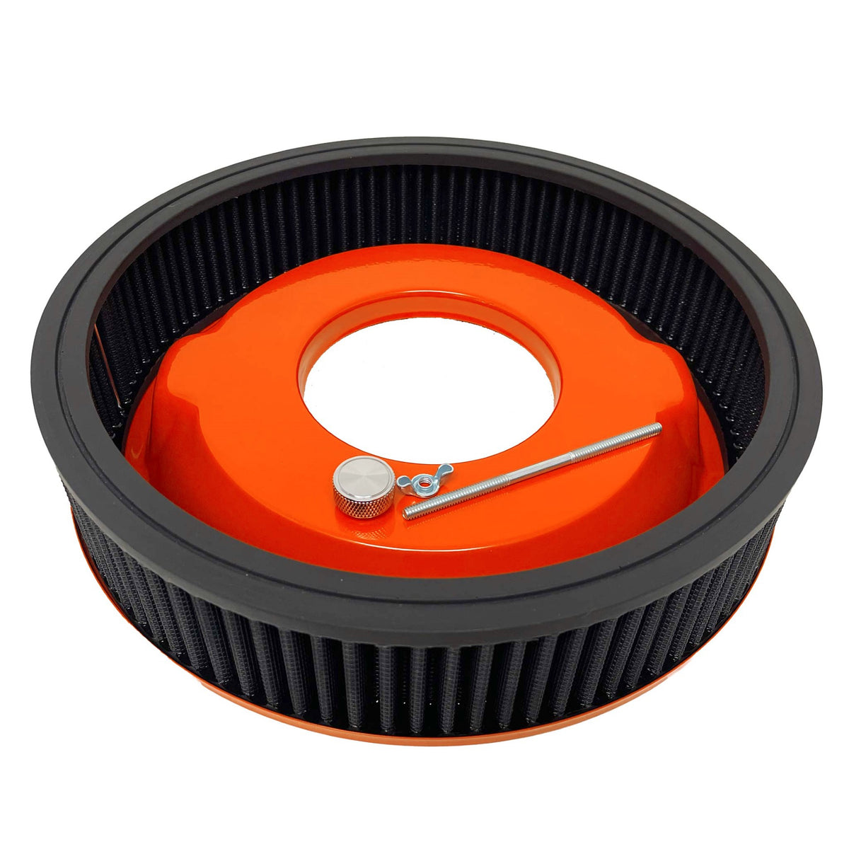 14" Round Raised Billet Top Air Cleaner Kit - Custom - Orange – Ansen USA