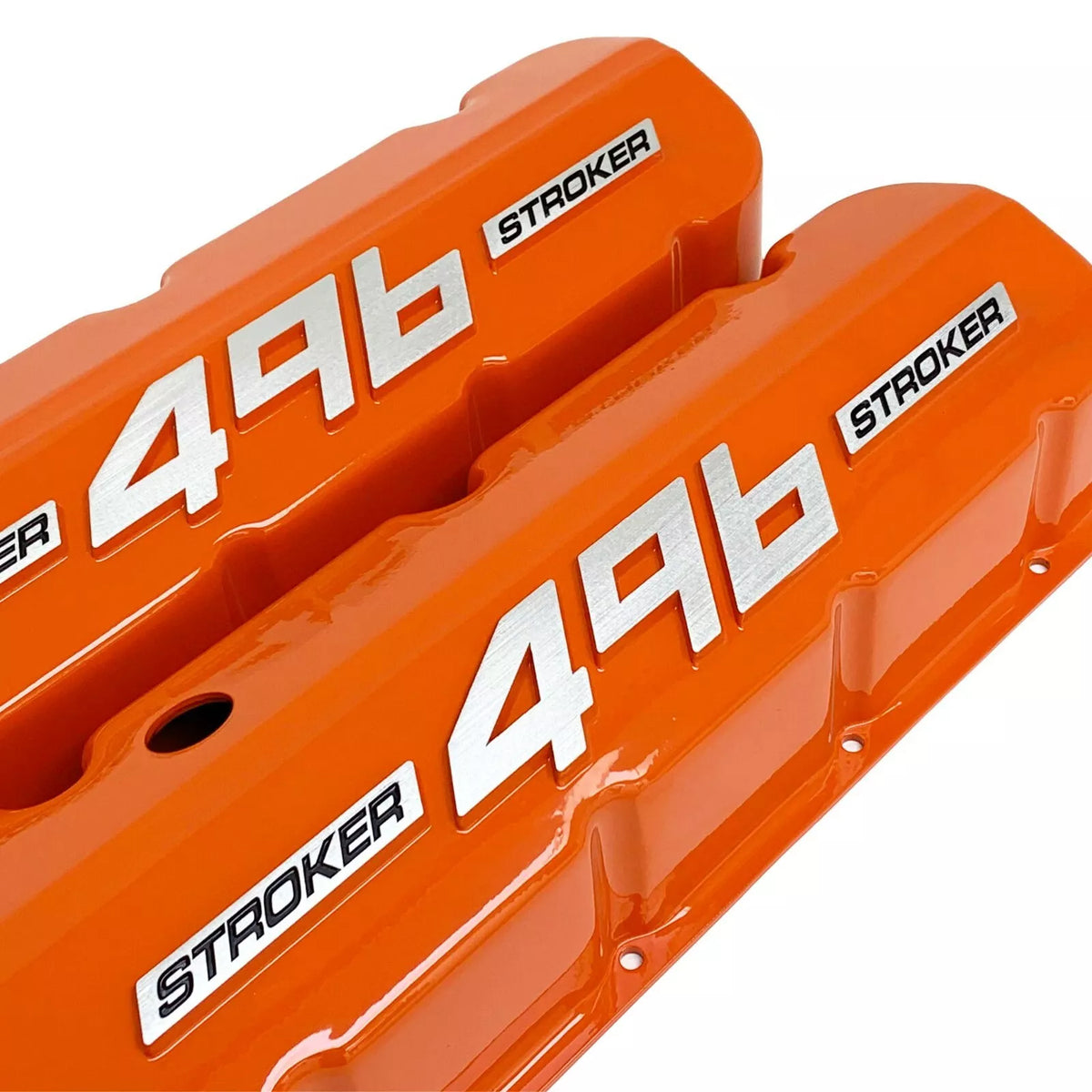 Big Block Chevy 496 Stroker - RAISED LOGO - Tall Valve Covers - Orange ...