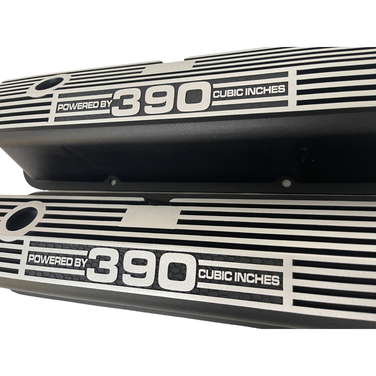 Ford FE Tall Powered By 390 Valve Covers - Long Plate - Black – Ansen USA