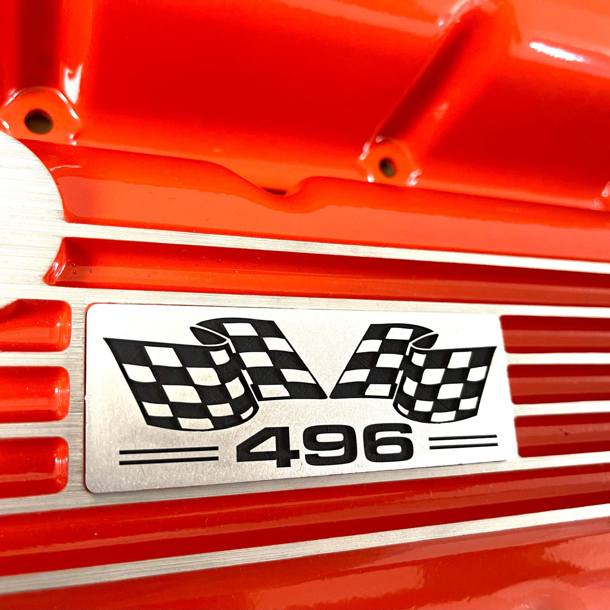 Big Block Chevy 496 Flag Logo Valve Covers & 14" Air Cleaner - Orange ...