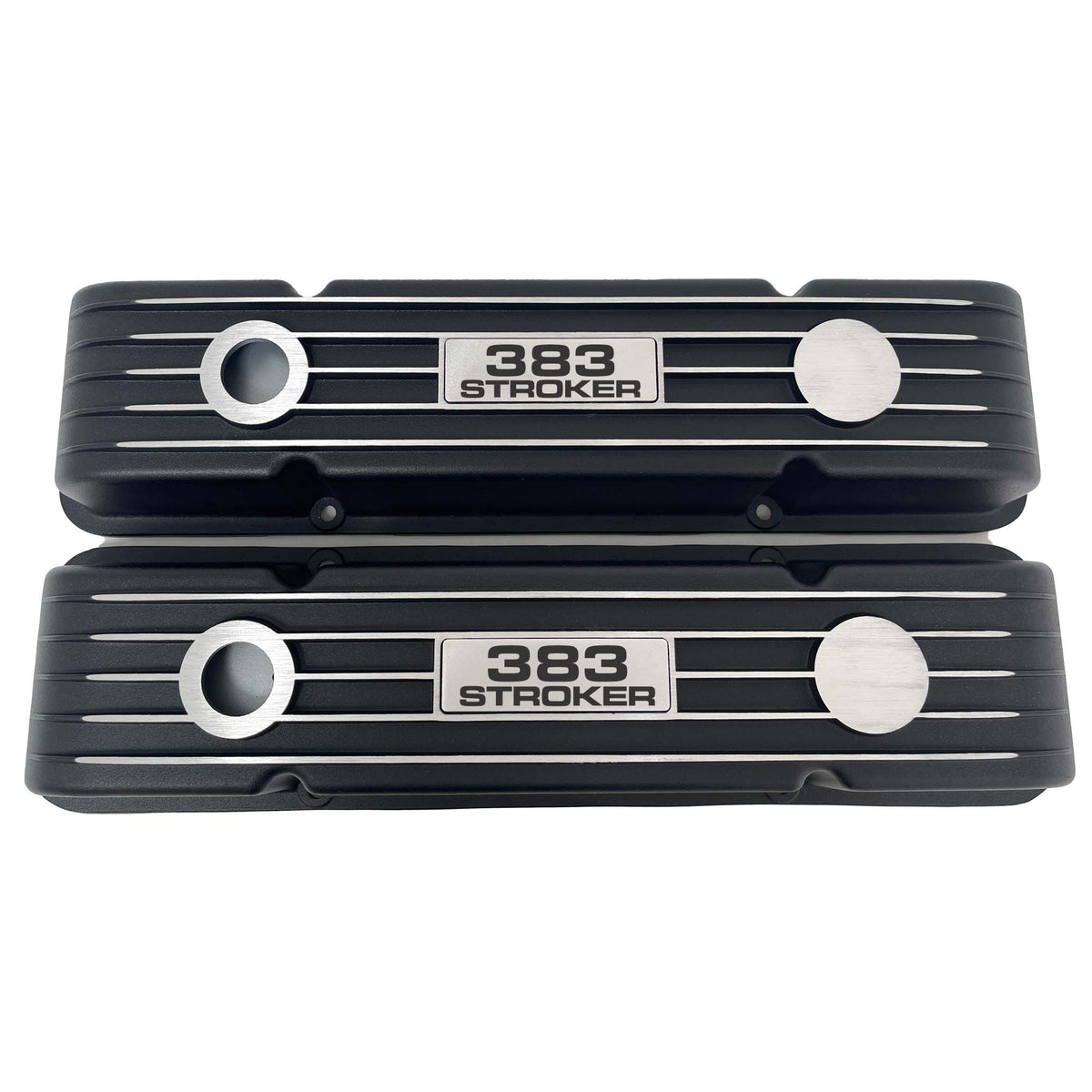 Small Block Chevy 383 Stroker Finned Valve Covers - Black – Ansen USA