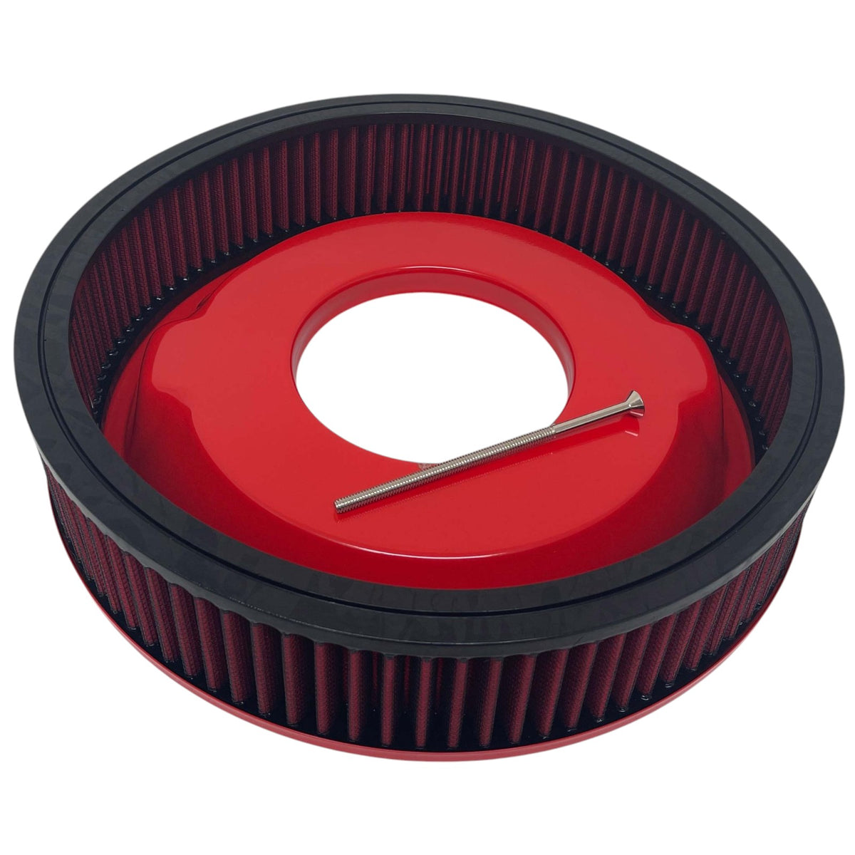 14" Round Raised Billet Top Air Cleaner Kit - Custom - Red – Ansen USA