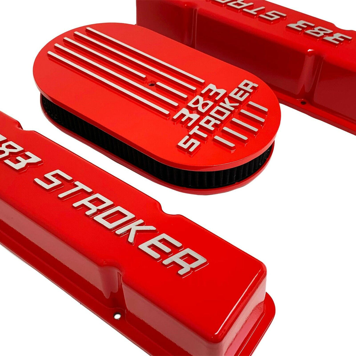 383 STROKER Raised Logo Tall Valve Covers & Air Cleaner Kit - Red ...