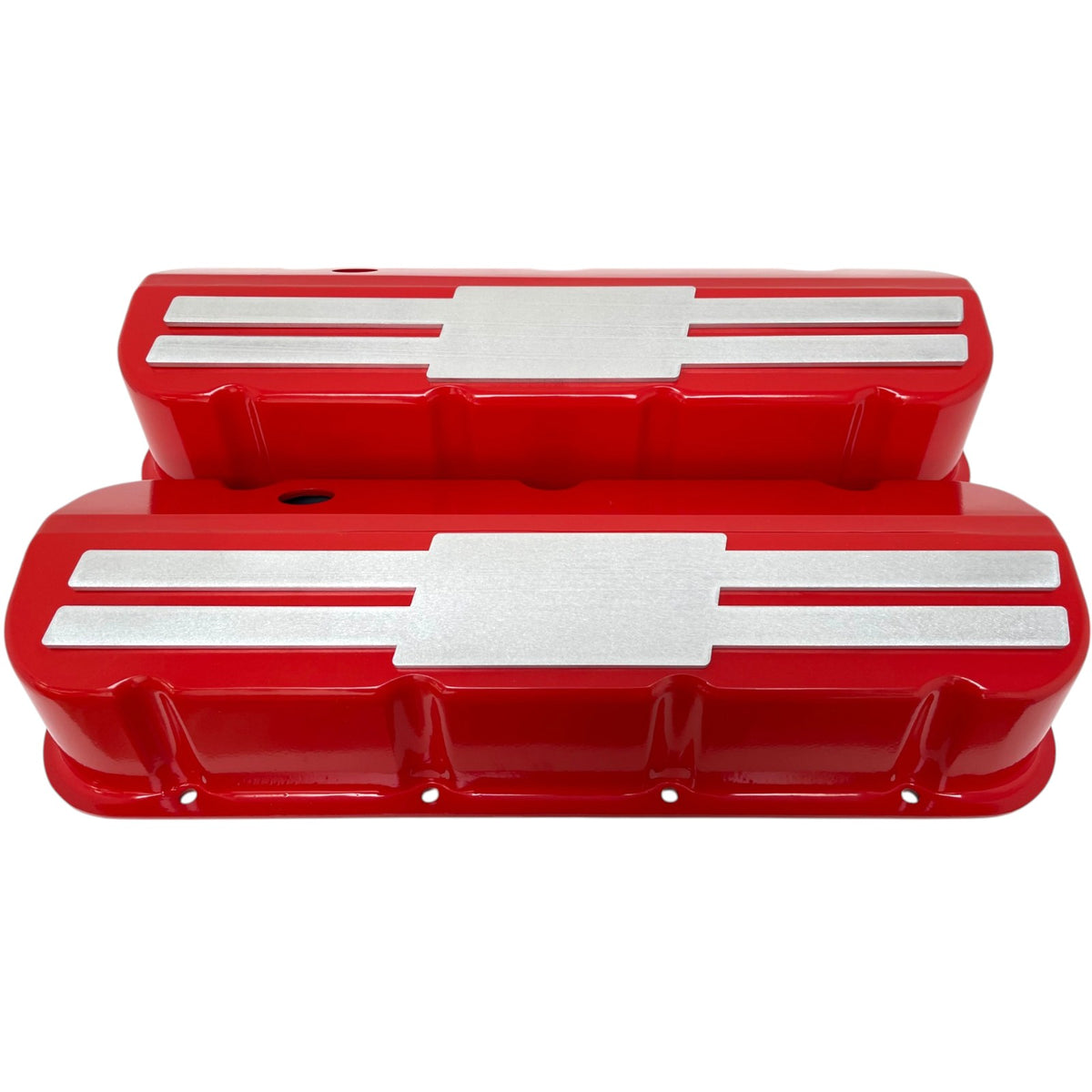 Big Block Chevy Tall Valve Covers - Custom Billet Top - Red – Ansen USA