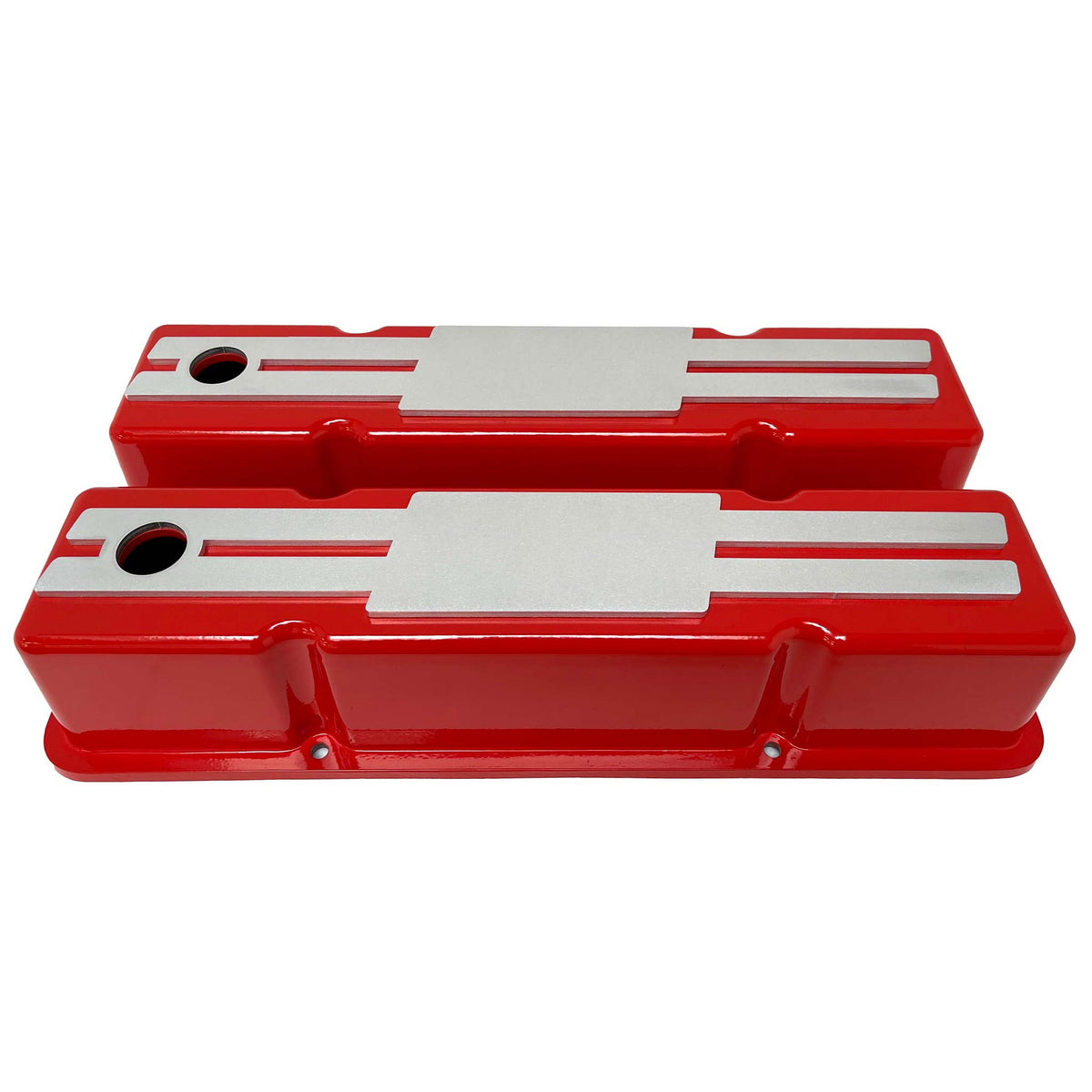 Small Block Chevy Tall Valve covers - Billet Top - Custom - Red – Ansen USA
