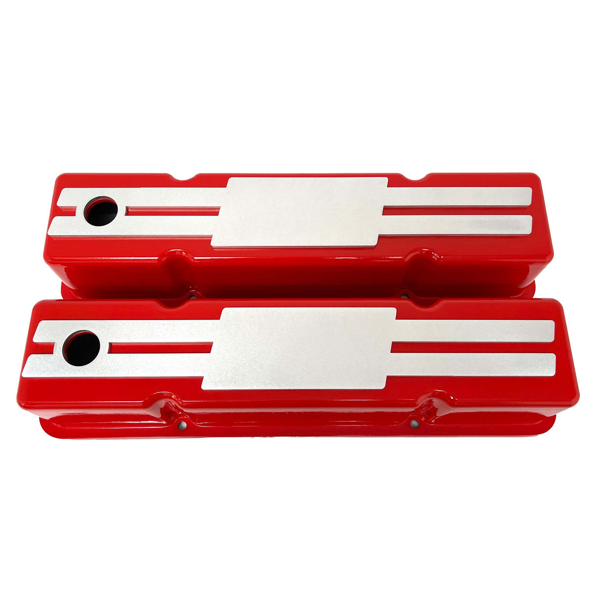 Small Block Chevy Tall Valve covers - Billet Top - Custom - Red – Ansen USA