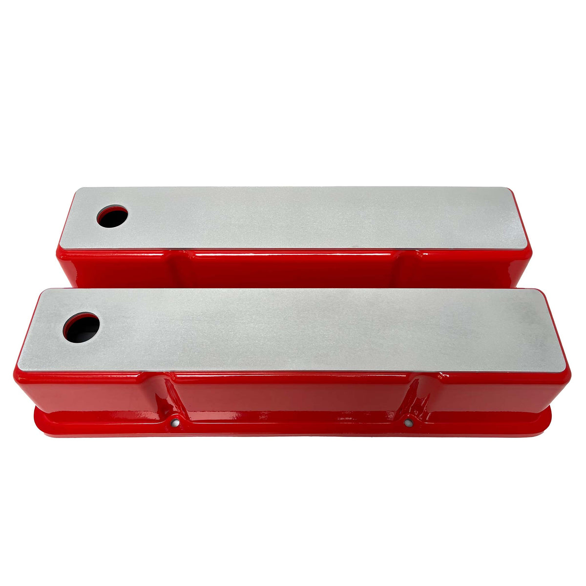 Small Block Chevy Tall Valve covers - Full Billet Top - Red – Ansen USA