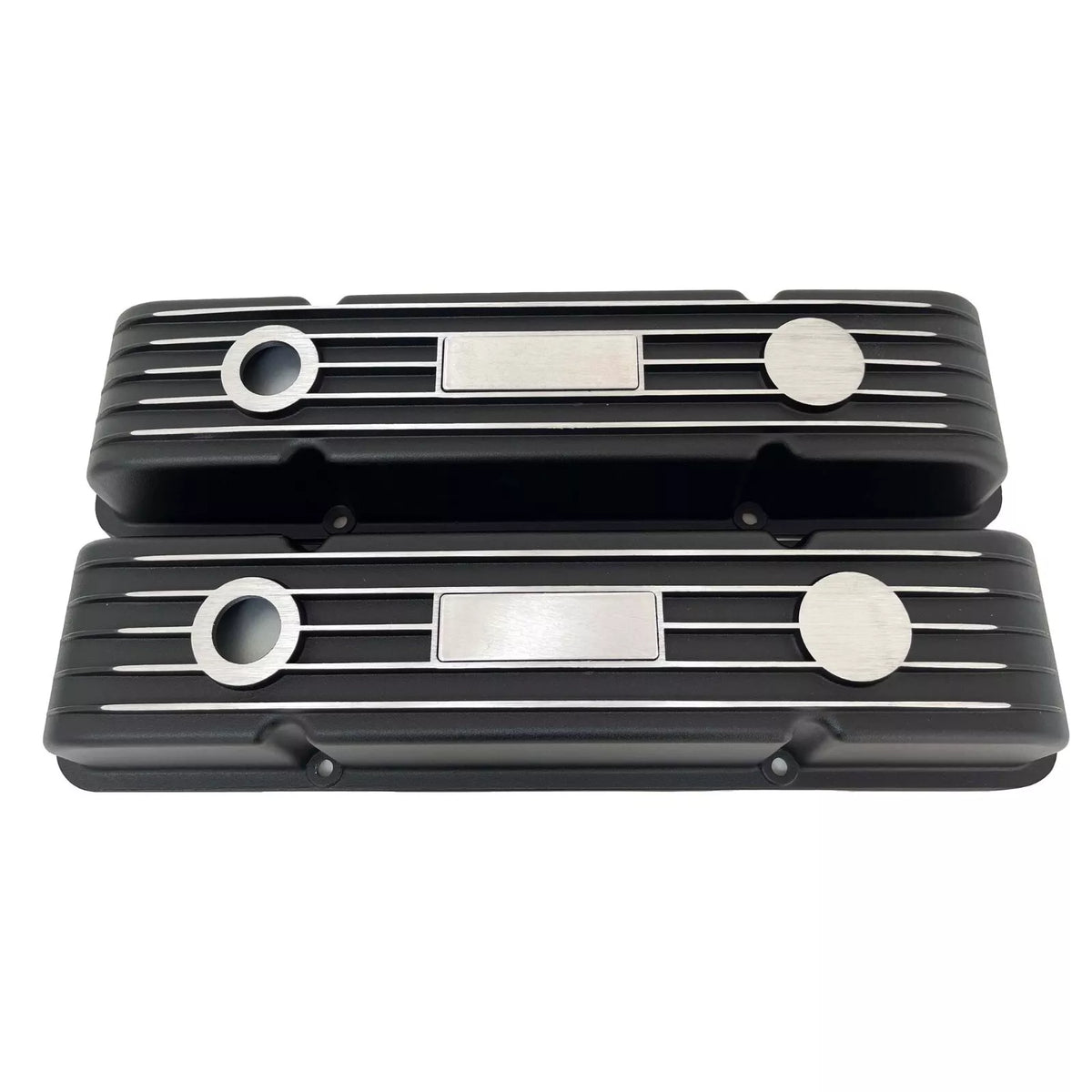Small Block Chevy Classic Finned Custom Valve Covers - Black – Ansen USA
