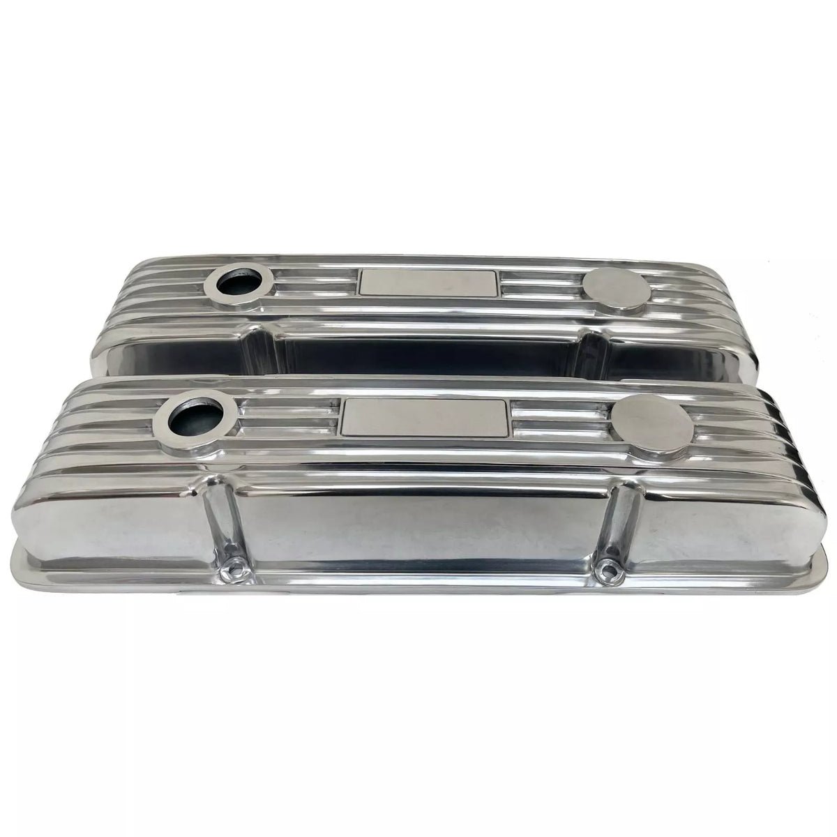 Small Block Chevy Classic Finned Custom Valve Covers - Polished – Ansen USA