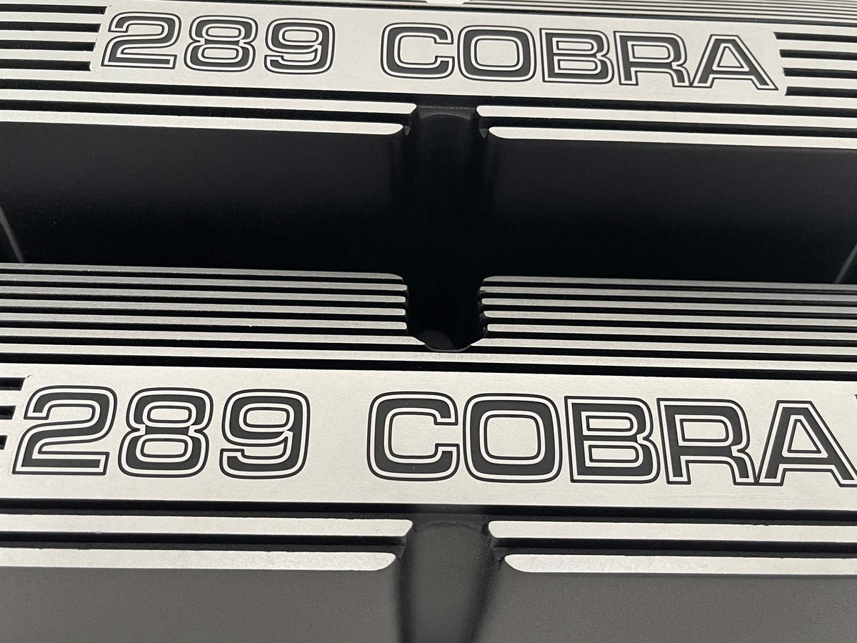Ford Small Block Pentroof 289 COBRA Valve Covers - Polished - Black ...