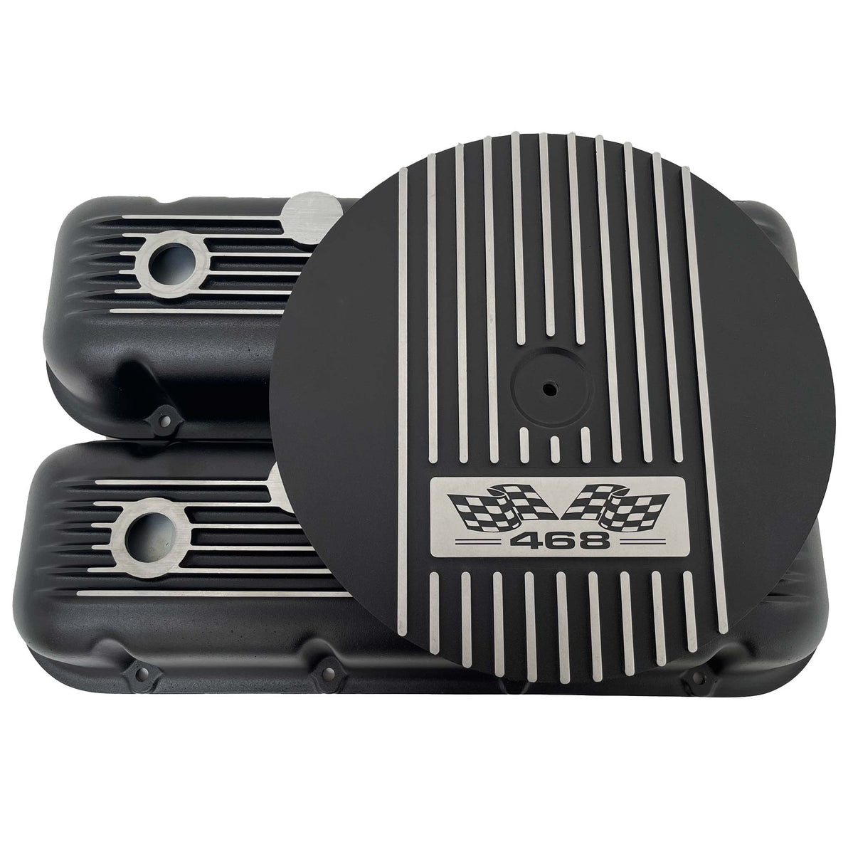 Big Block Chevy 468 Flag Logo Valve Covers & 13" Air Cleaner - Black ...