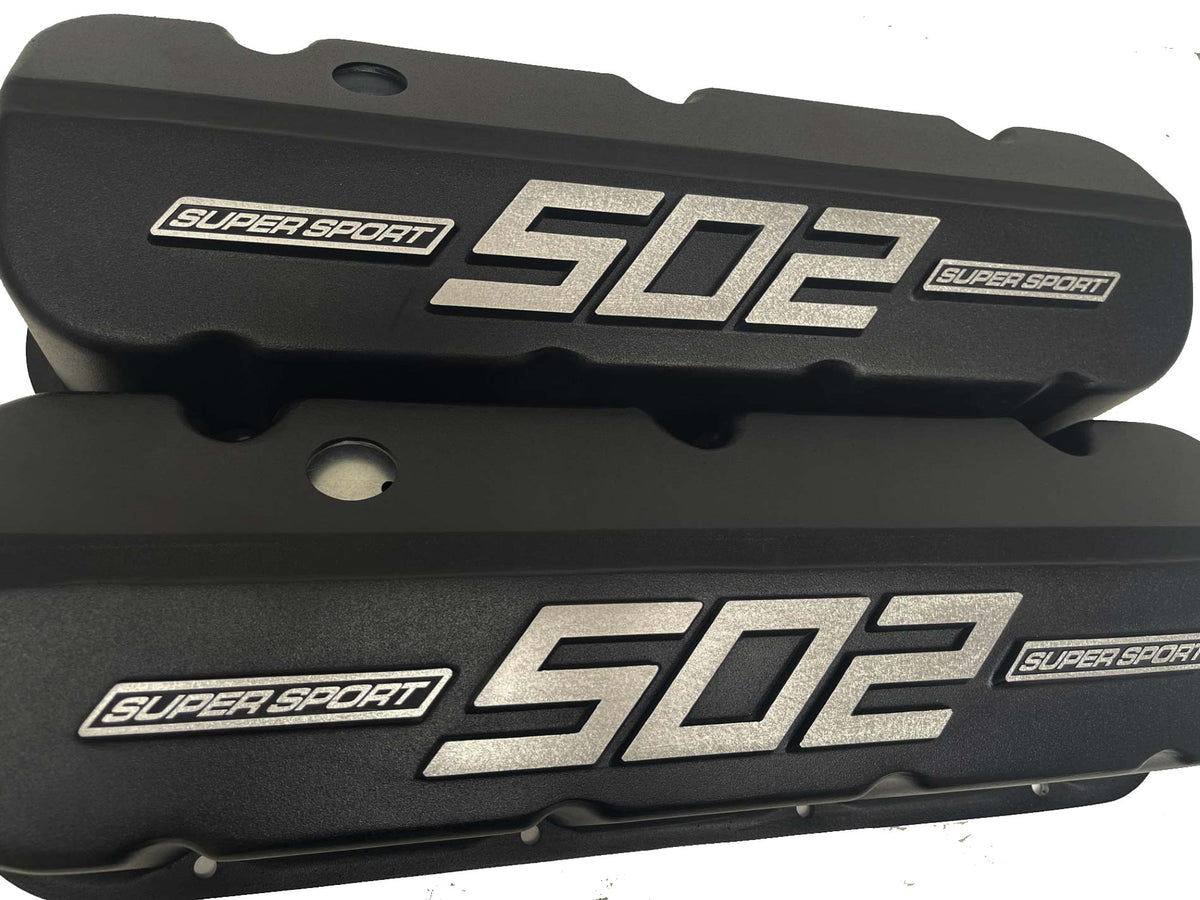 Big Block Chevy 502 Super Sport - RAISED LOGO - Tall Valve Covers - Bl ...