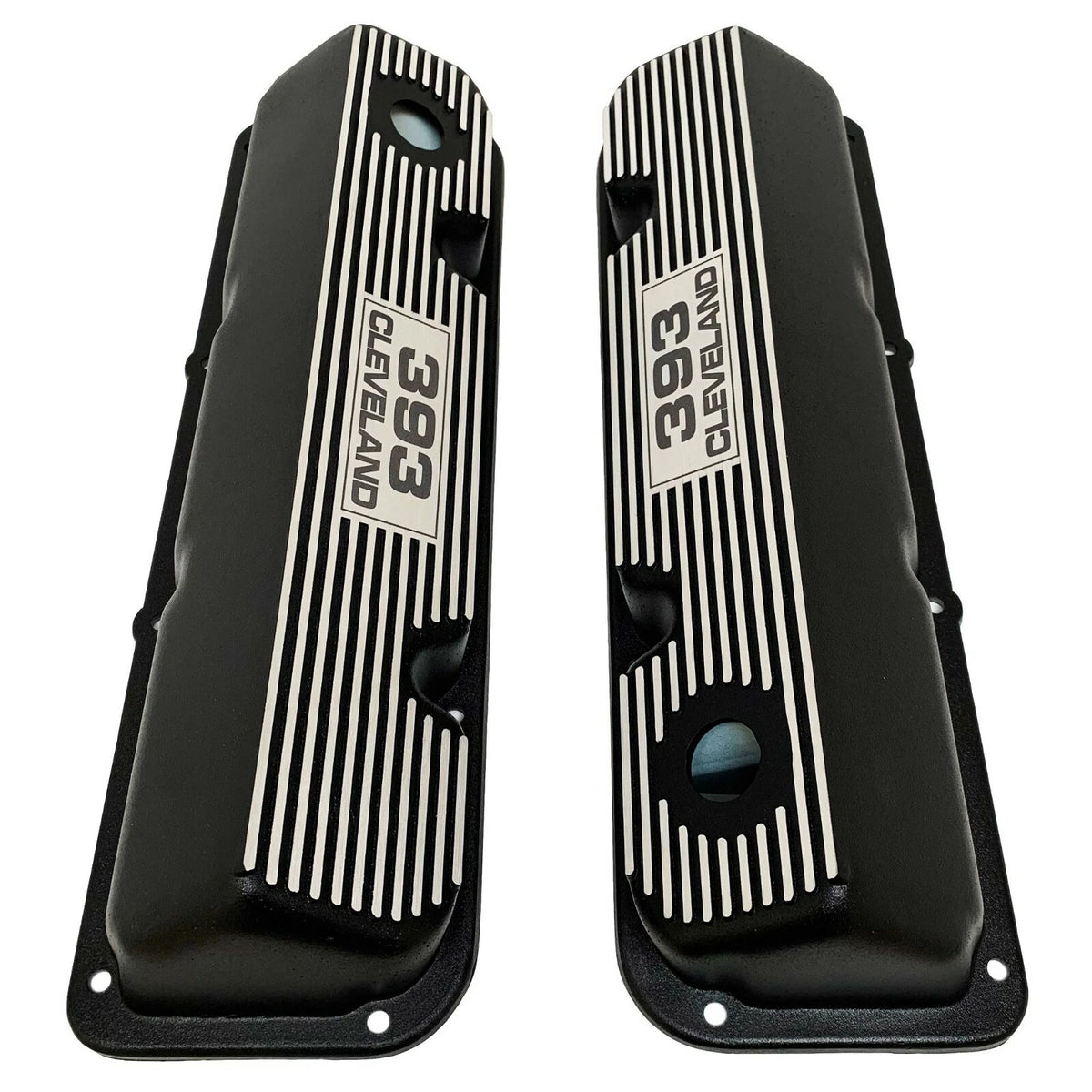 Ford 393 Cleveland - Finned Valve Covers - Black – Ansen USA