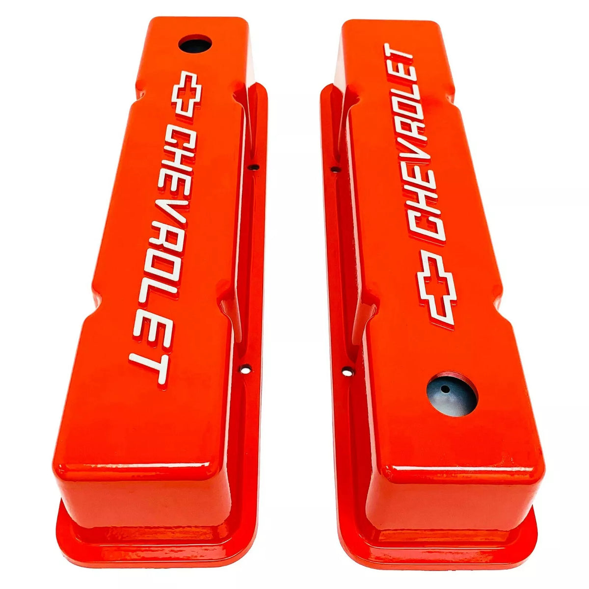 Small Block Chevy Chevrolet Raised Letter Tall Valve Covers - Orange ...