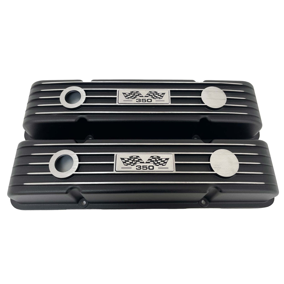 Small Block Chevy 350 Flag Logo Valve Covers & 13" Air Cleaner - Black ...