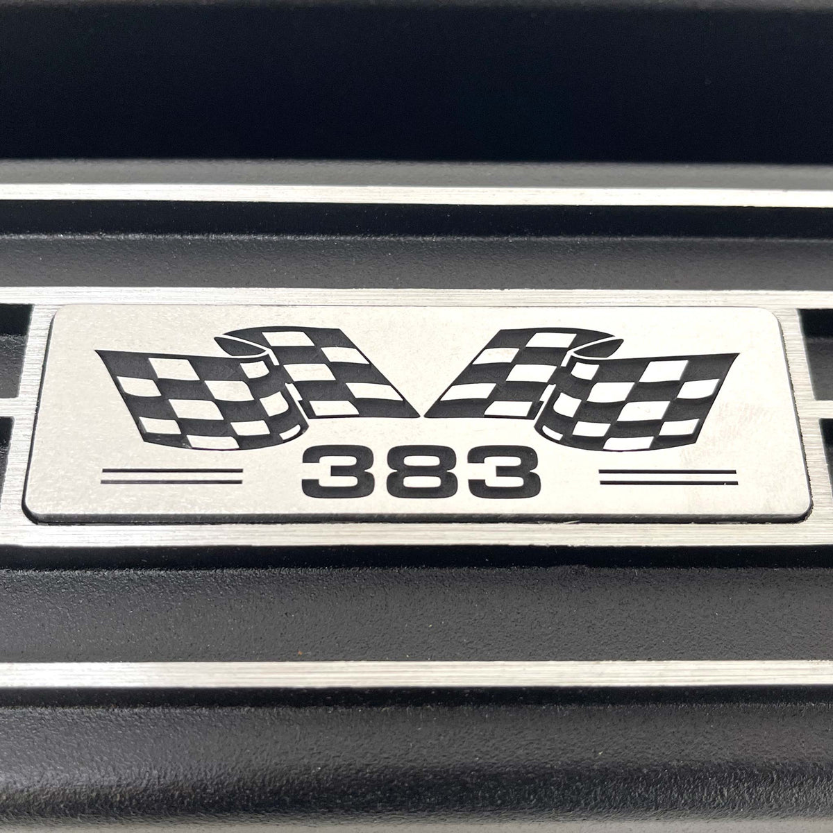 Small Block Chevy 383 Flag Logo Valve Covers & 13" Air Cleaner - Black ...